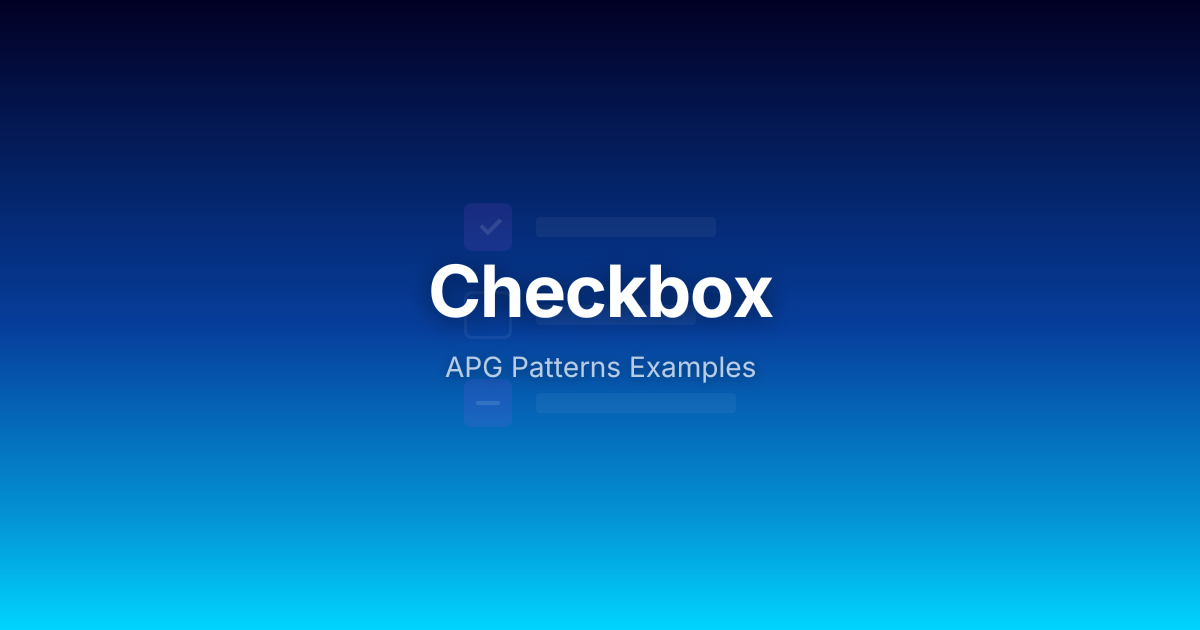 Checkbox - React | APG Patterns Examples